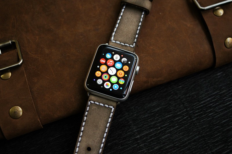 AWBF04-D3 WHITE Handmade Vintage Leather Strap incl. Lugs Adapter for ...