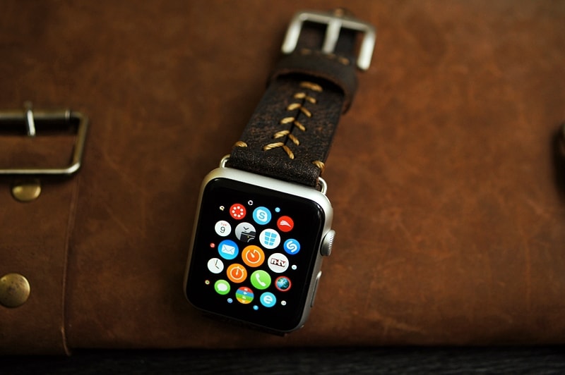 AWBF89-D2-GOLD Handmade Vintage Leather Strap incl. Lugs Adapter for ...