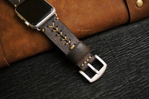 AWBF89-D2-GOLD Handmade Vintage Leather Strap incl. Lugs Adapter for ...