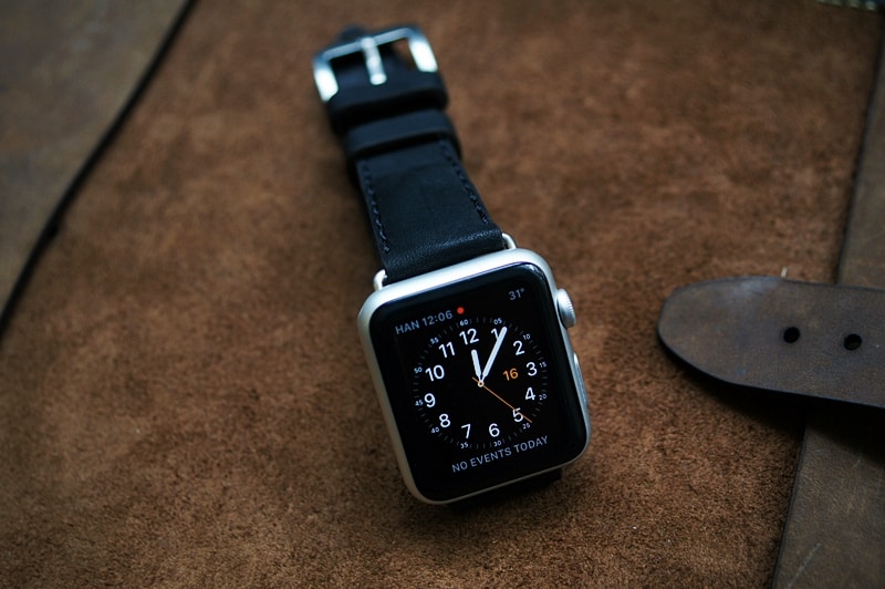 AWBF90-D123 BLACK Handmade Vintage Leather Strap incl. Lugs Adapter for ...
