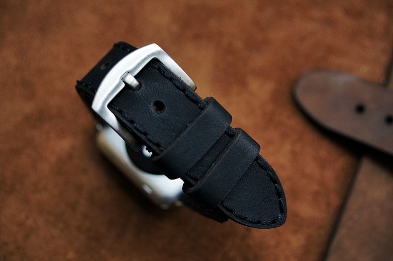 AWBF90-D123 BLACK Handmade Vintage Leather Strap incl. Lugs Adapter for ...