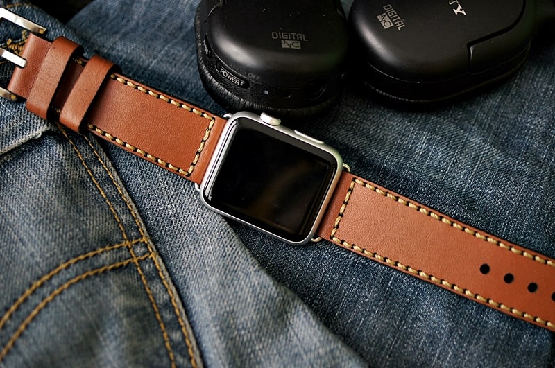 AWBF04-D60-GOLD Handmade Vintage Leather Strap incl. Lugs Adapter for ...