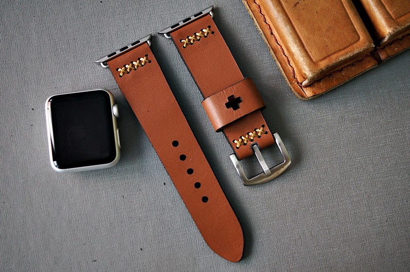 AWBF08-D60 -GOLD Handmade Vintage Leather Strap incl. Lugs Adapter for ...