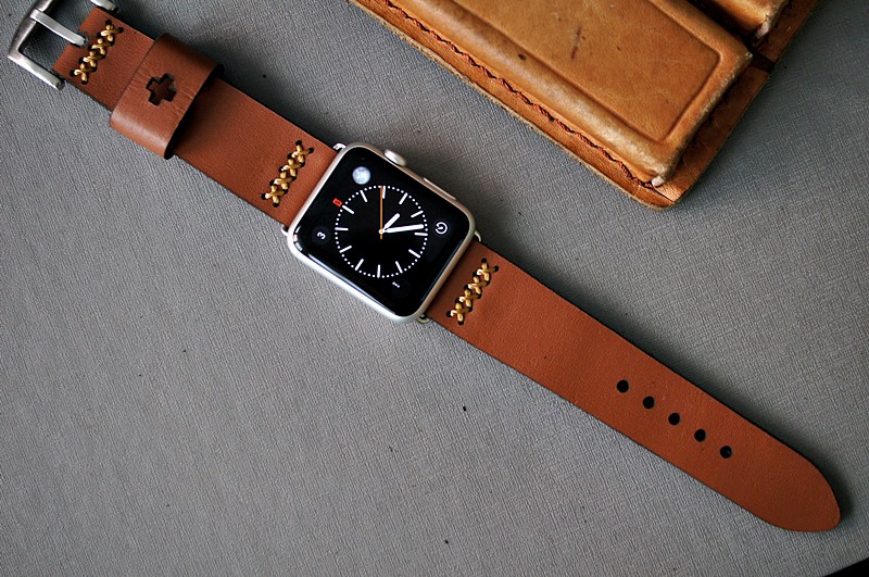 AWBF08-D60 -GOLD Handmade Vintage Leather Strap incl. Lugs Adapter for ...