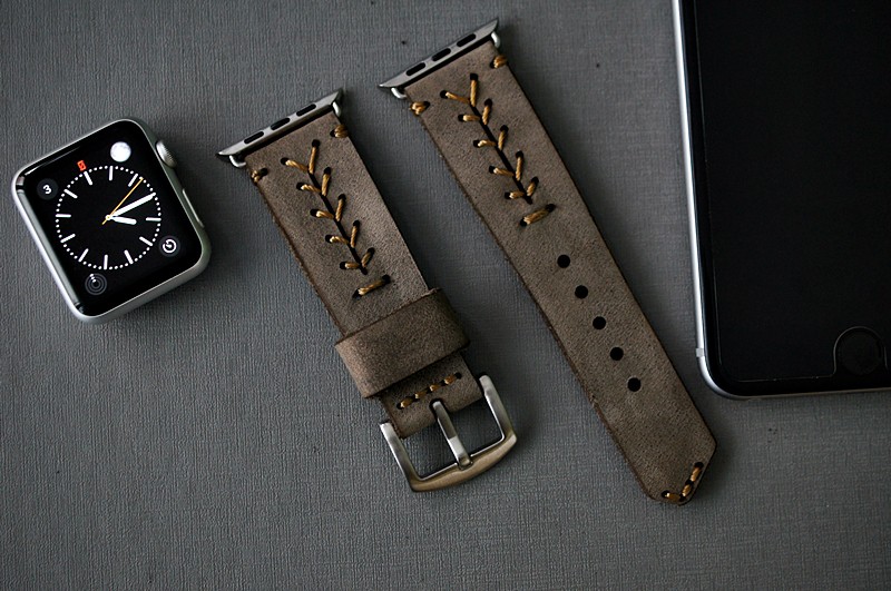 AWBF89-D3 Handmade Vintage Leather Strap incl. Lugs Adapter for Apple ...