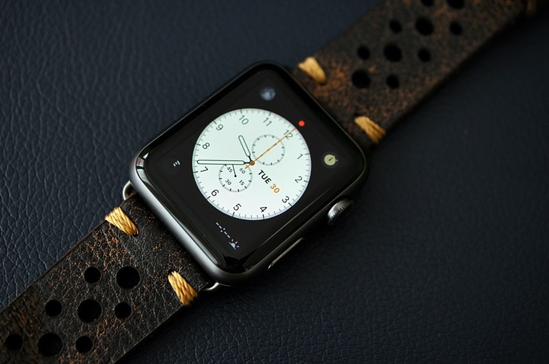 AWBF24-D2 GOLD Handmade Vintage Leather Strap incl. Lugs Adapter for ...
