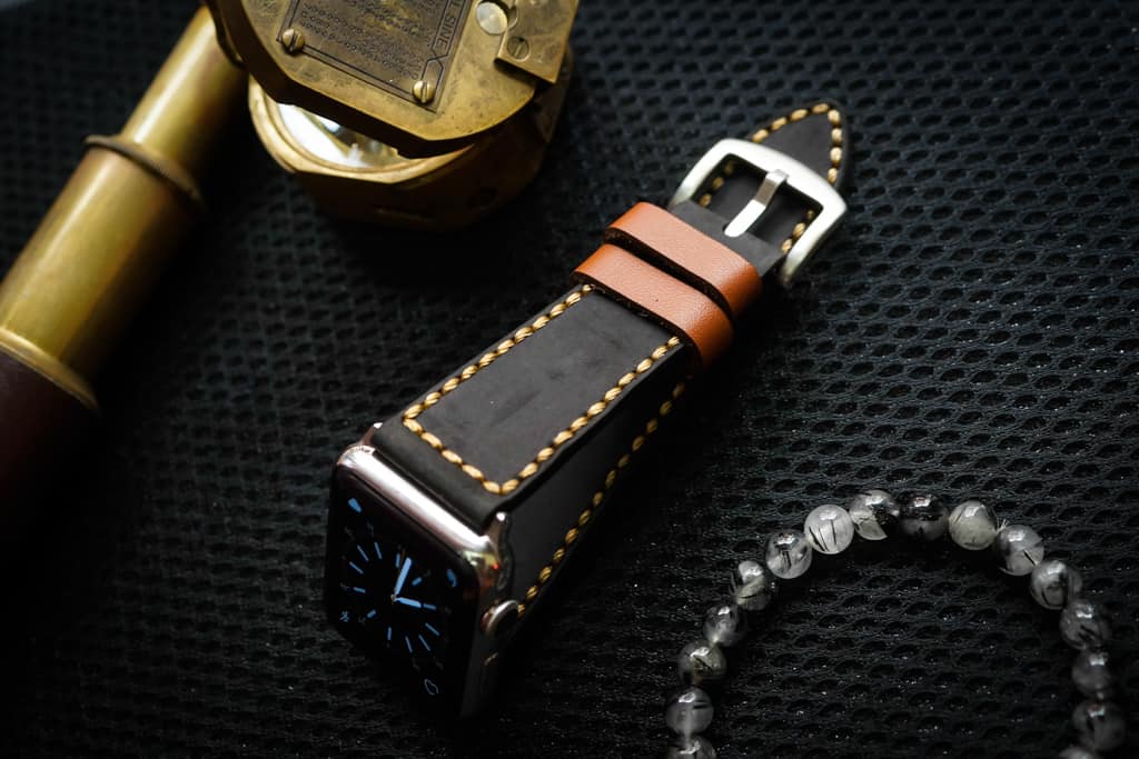 AWBF04-D123 Gold Handmade Vintage Leather Strap incl. Lugs Adapter for ...