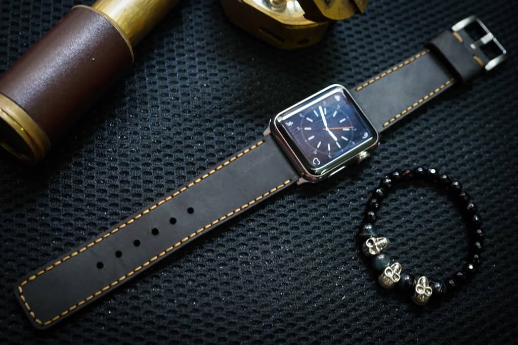 AWBF05-D123 GOLD Handmade Vintage Leather Strap incl. Lugs Adapter for ...